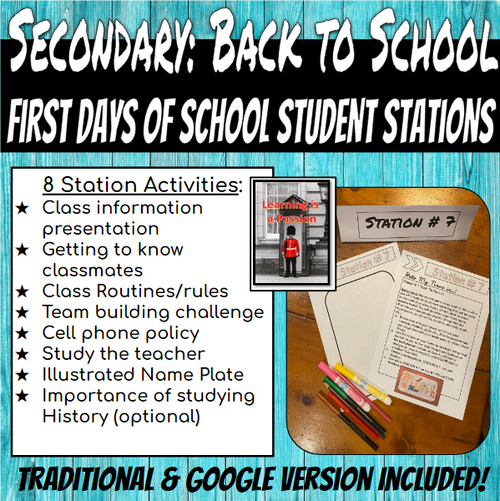 Back to School | First Days | Secondary | 8 Stations - Amped Up Learning