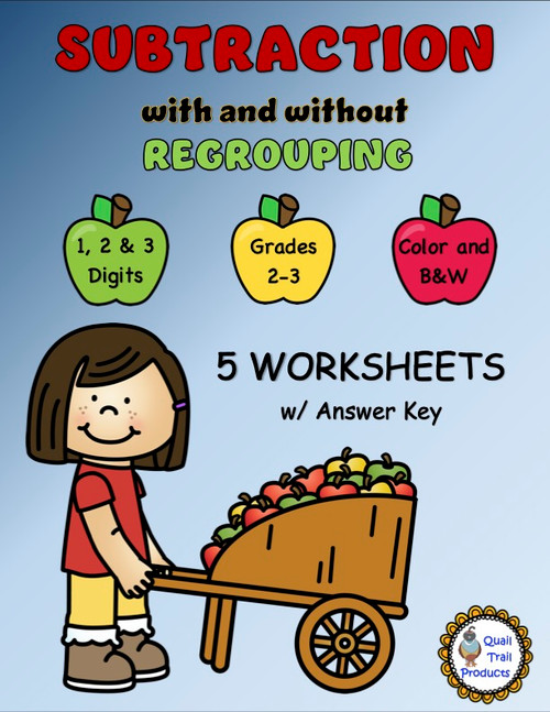 Subtracting with and without Regrouping Worksheets