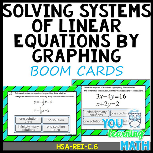 Solving Systems of Linear Equations by Graphing: Digital BOOM Cards ...