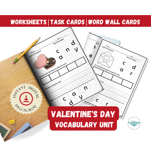 Valentine's Day Sight Word Spelling Worksheets + Task Cards + Word Wall ...