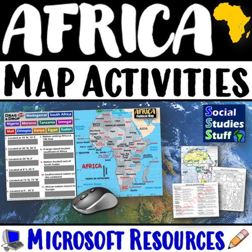 Geography of Africa Map Practice Activities | Print and Digital | Microsoft