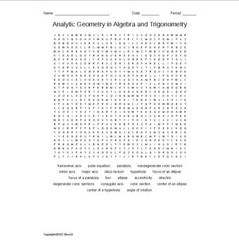 Analytic Geometry in Algebra and Trigonometry Word Search - Amped Up ...