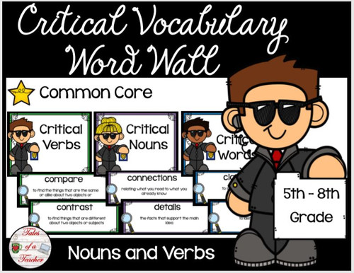 Critical Nouns & Verbs Vocabulary Word Wall {5th-8th Grade version ...