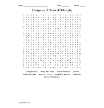 Emergence of Classical Philosophy Vocabulary Word Search for a ...