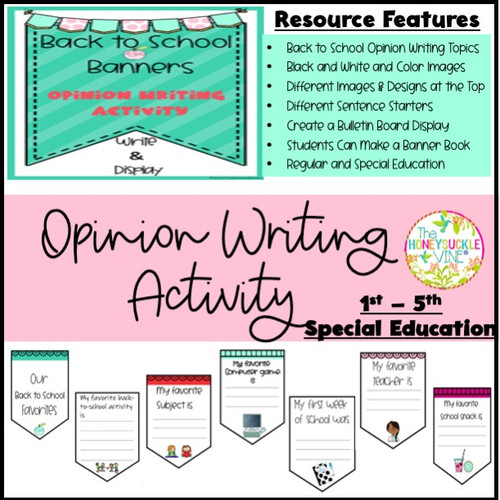 Back to School Opinion Writing Activity - Amped Up Learning