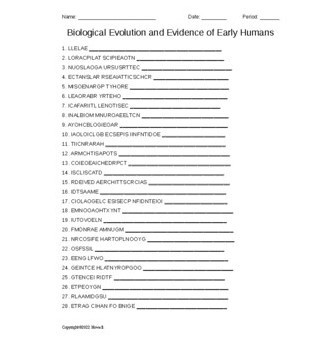 Biological Evolution and Evidence of Early Humans Vocabulary Word ...