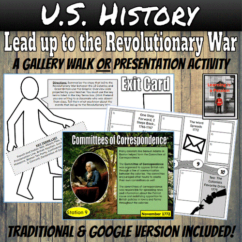 U.S. History | Lead up to the Revolutionary War | Gallery Walk Activity ...