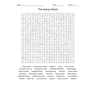 The Human World Vocabulary Word Search for World Geography - Amped Up ...
