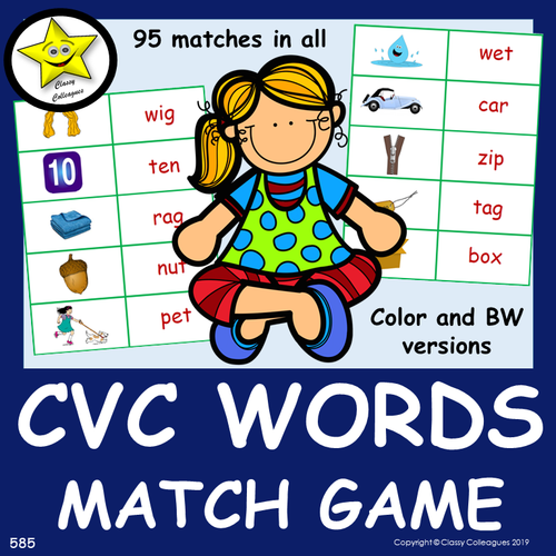 CVC WORDS Match Game - Amped Up Learning