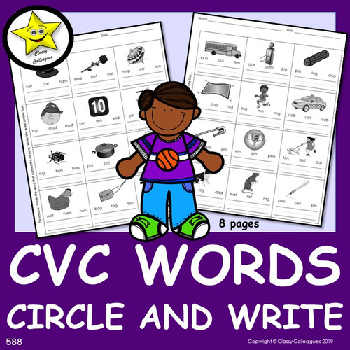 CVC WORDS Circle and Write - Amped Up Learning