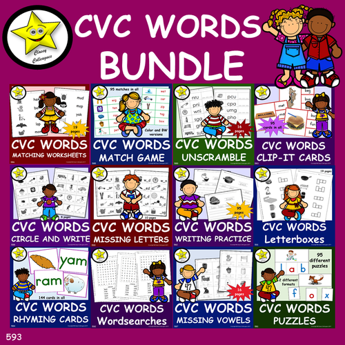 CVC WORDS BUNDLE (12 different activities) - Amped Up Learning