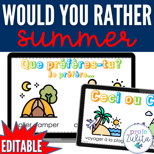 L'été French Would You Rather? Que Préfères Summer Vocabulary Game ...