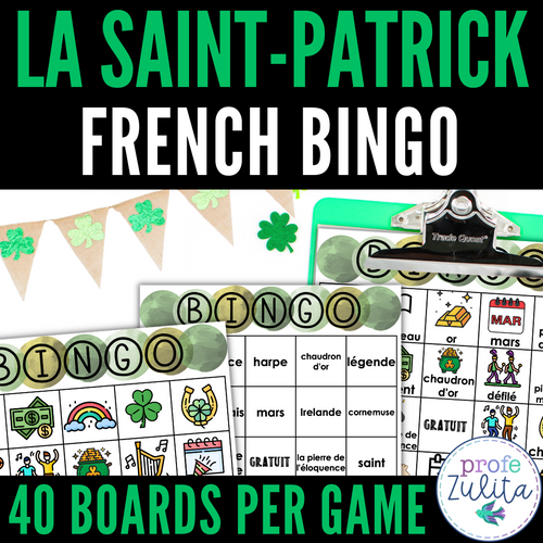 French St. Patrick's Day La Saint-Patrick Activity BINGO Games - Amped ...