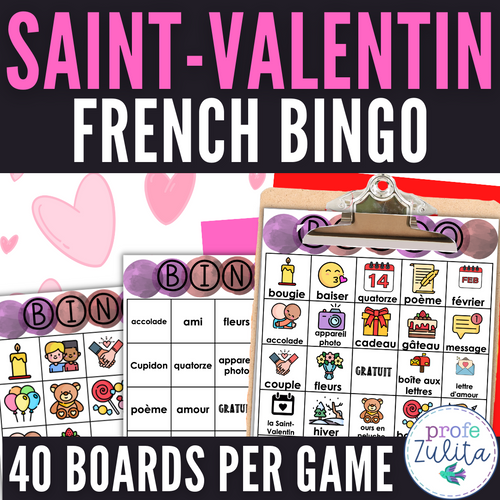 French Valentine's Day Jour de Saint-Valentin Activity BINGO Games ...