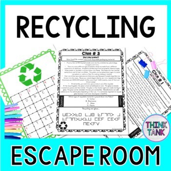 Recycling ESCAPE ROOM - Perfect for Earth Day! Reduce, Reuse, Recycle