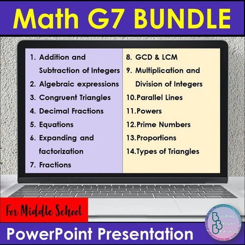 Math Grade 7 Bundle | Fractions Integers Powers Algebraic Expressions ...