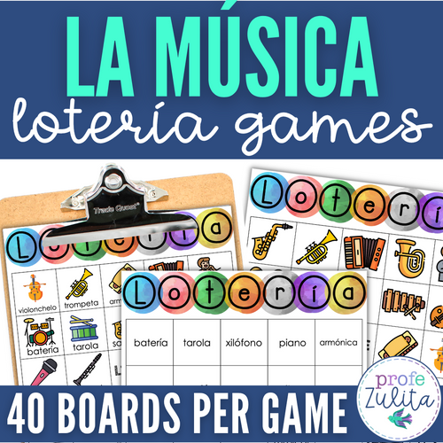 Spanish Music Vocabulary Lotería Game - La música BINGO - Amped Up Learning