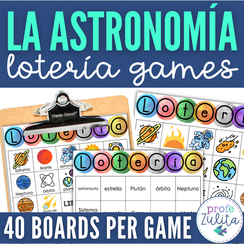 Spanish Astronomy & Space Vocabulary Lotería Game - La Astronomía BINGO ...