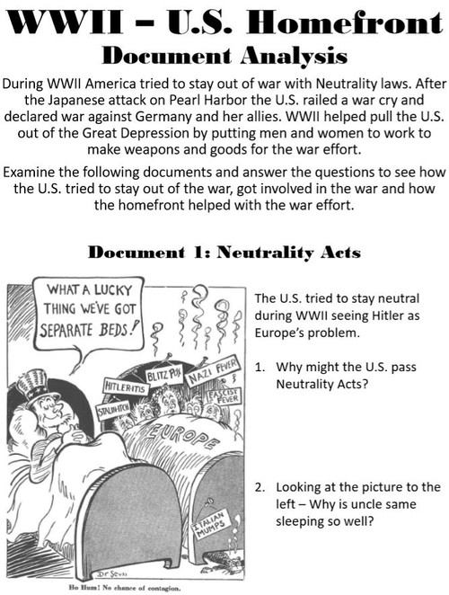 World War II Document Analysis - U.S. Homefront - Amped Up Learning