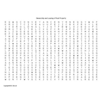 "Ownership and Leasing of Real Property" Word Search for a Business Law ...