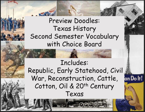 Preview Doodle Bundle: Texas History Second Semester - Amped Up Learning