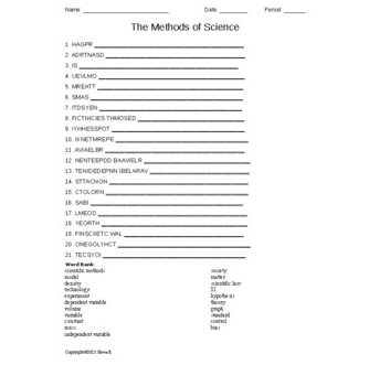 "The Methods of Science" Word Scramble for Physical Science - Amped Up ...