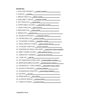 Nuclear Chemistry Word Scramble for General Chemistry - Amped Up Learning