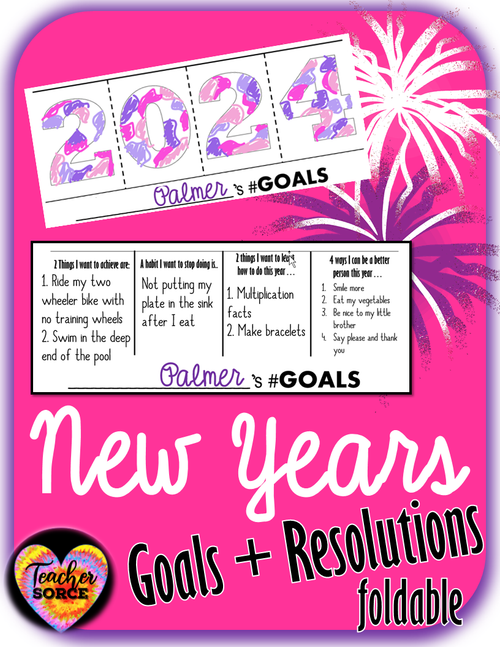 New Years 2024 Resolutions Foldable - Amped Up Learning