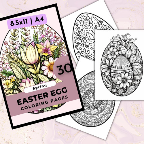 Easter Coloring, Flowers; Mandala Eggs Coloring Pages, Kids Adults Easy ...