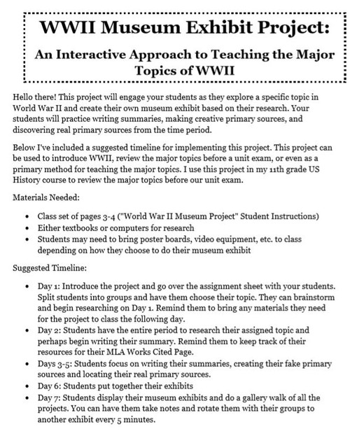 WWII Museum Exhibit Creative Project - FREE - Amped Up Learning