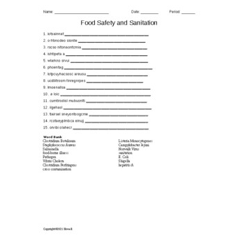 Food Safety and Sanitation in Food Science Word Scramble - Amped Up ...