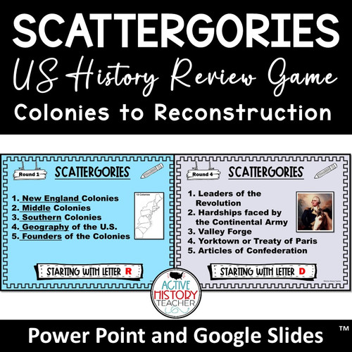 US History Review Game Scattergories EDITABLE STAAR Review - Amped Up ...