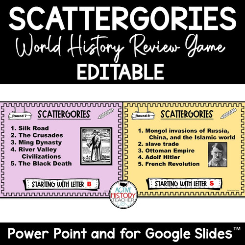 WORLD HISTORY Review Game: Histagories EDITABLE