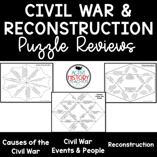 Civil War and Reconstruction Hands-On Vocabulary Review Puzzles - Amped ...