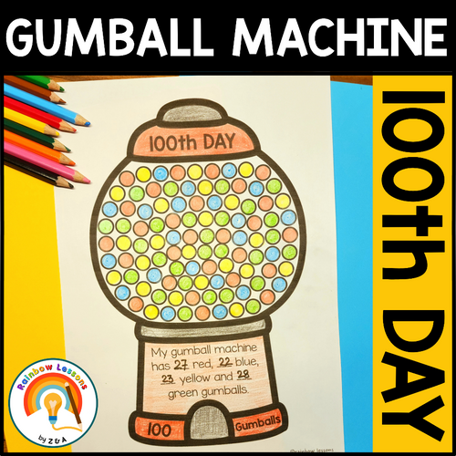 100 Day Gumball Machine | 100th Day of School Gumball | 100th Day ...
