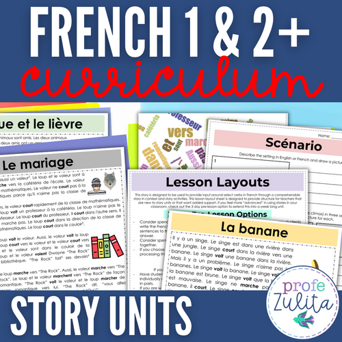 French Reading Comprehension + Story Curriculum Bundle Middle & High ...