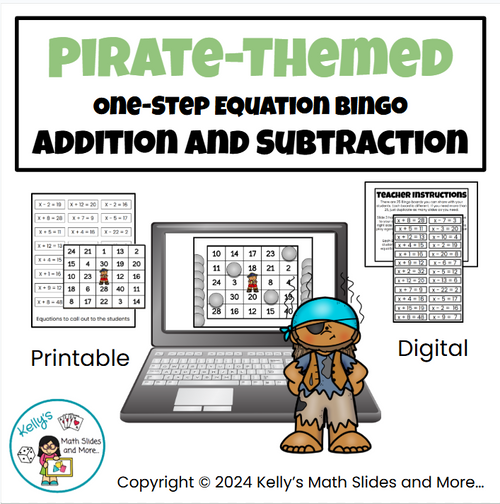 Pirate-Themed One-Step Equation Bingo - Addition and Subtraction ...