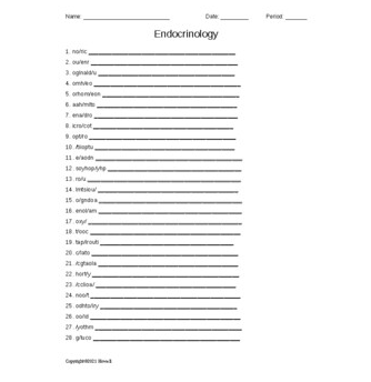 Endocrinology Combining Forms Word Scramble - Amped Up Learning