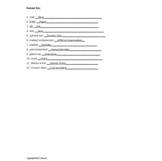 Swine Reproduction Word Scramble for a Livestock Ag. Course - Amped Up ...