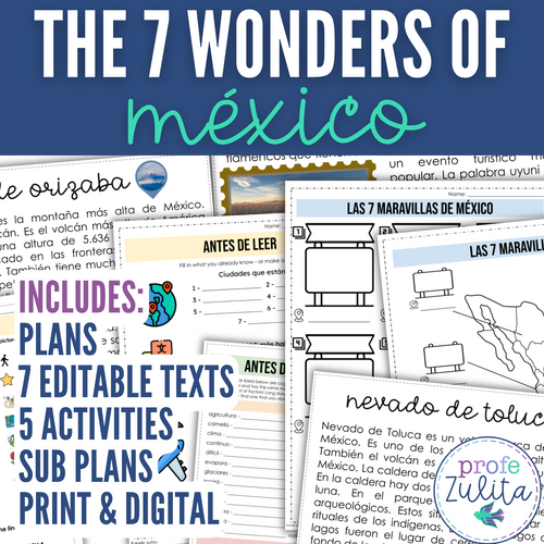 7 Wonders of México Spanish Culture & Geography Reading Passages ...