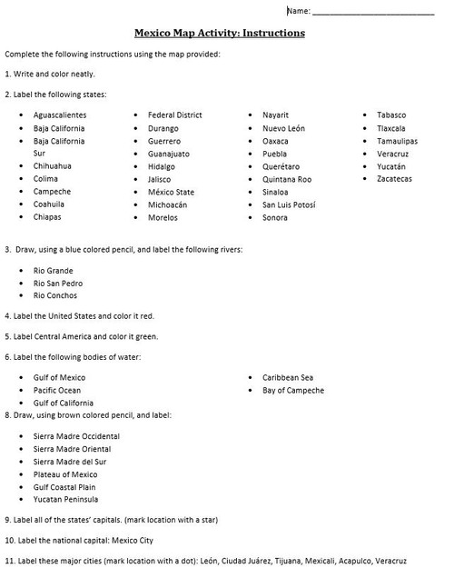 Mexico Mapping Activity - Amped Up Learning
