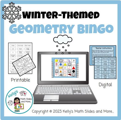 Geometry Bingo - Digital and Printable - Winter-Themed - Amped Up Learning