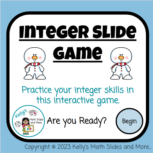 Integer Slide Game - Winter Version - Amped Up Learning