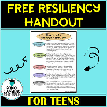 Resiliency FREE handout for students- middle & high school counseling