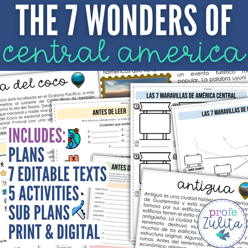 7 Wonders of Central America Spanish Culture & Geography Readings ...