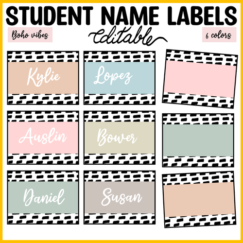 Printable Boho Neutral Student Name Tags, Editable Classroom Labels ...