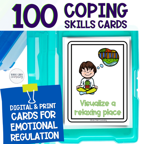 100 Digital and Print Coping Skills Cards with Checklists Sorting Mats ...