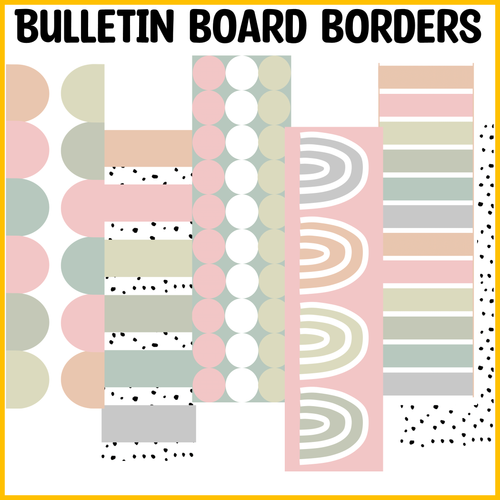 Printable Boho Neutral Spotty Bulletin Board Borders, Classroom Borders ...