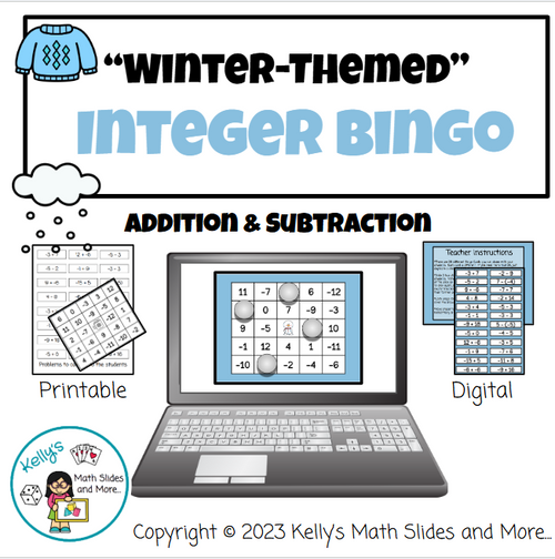 Winter-Themed Integer Addition and Subtraction Bingo - Amped Up Learning