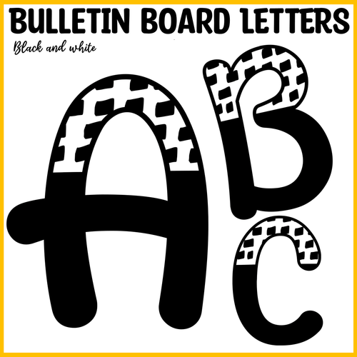 Printable Black and White Bulletin Board Letters, Large Alphabet ...